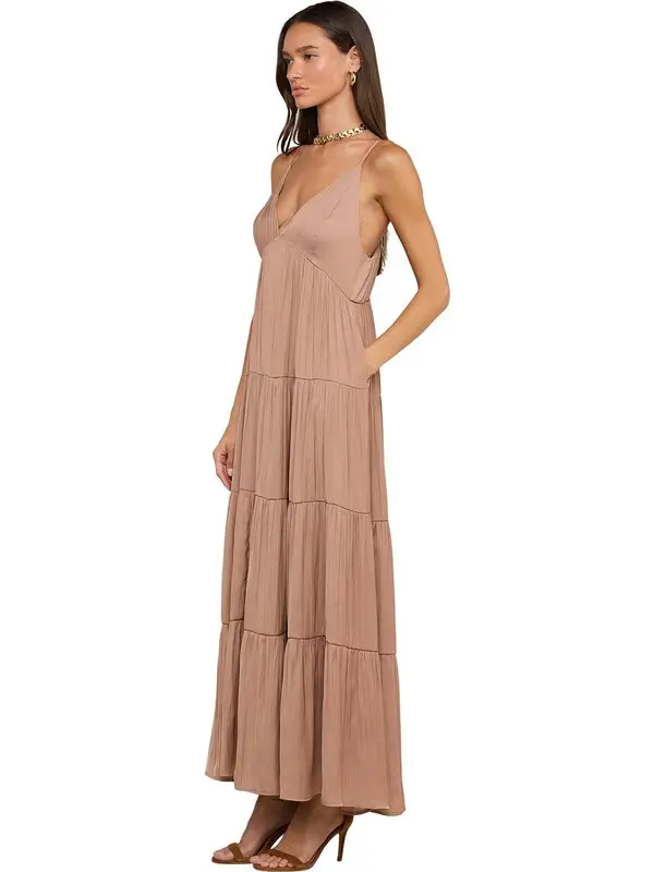 L'Agence Lua Tiered Maxi Dress - Hazelnut