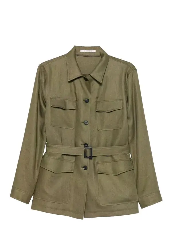 Tagliatore Belted Twill Jacket - Green