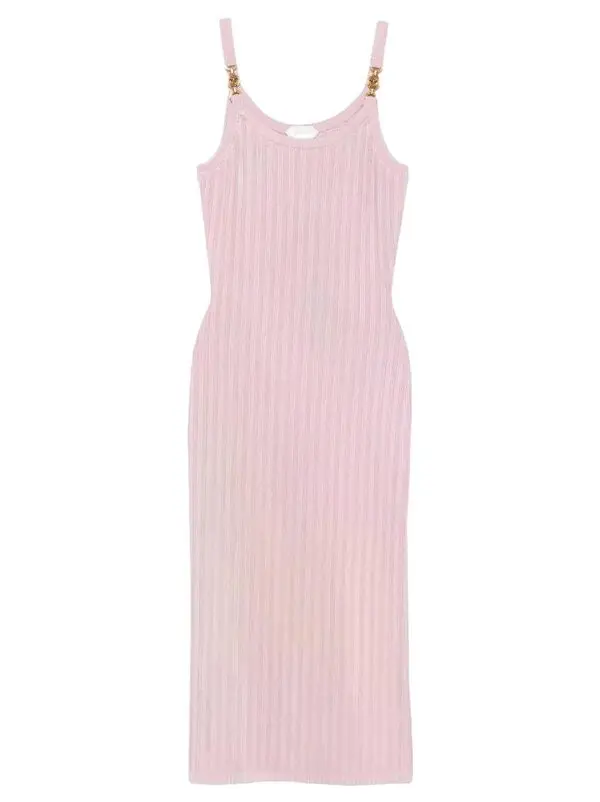 Versace Rib-knit Medusa Midi Dress - Pink