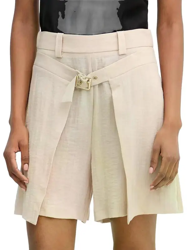 SIMONA CORSELLINI Buckled Pleated Shorts - Neutrals