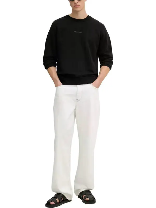 TRUSSARDI Logo Print Crew Neck Sweater - Black