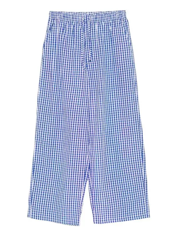 American Vintage Gingham-check Drawstring Waist Trousers - Blue