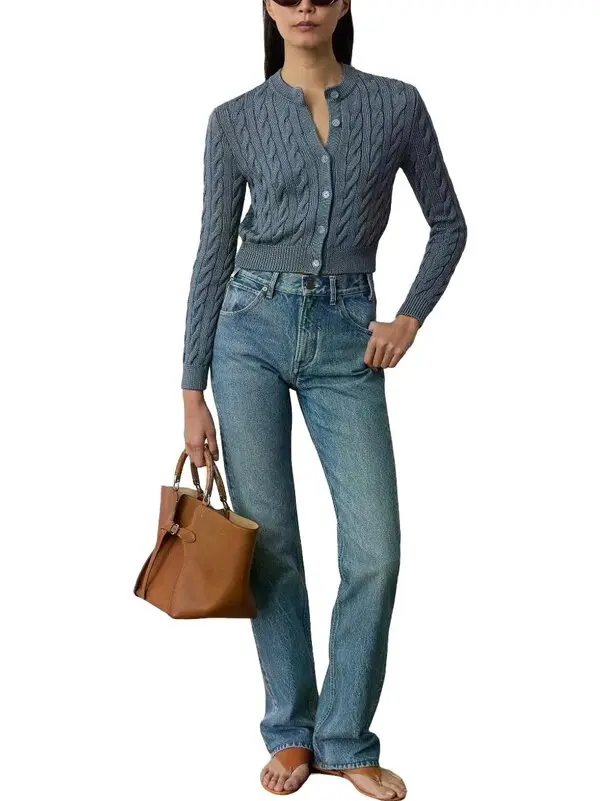 Ralph Lauren Cable-knit Cropped Cardigan - Blue
