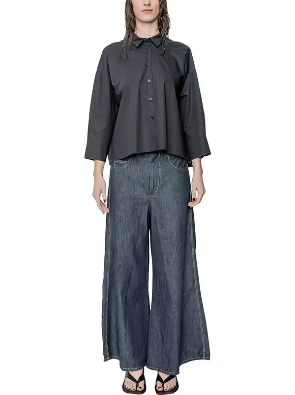 SUSANNE BOMMER Relaxed Fit Gathered Blouse - Grey