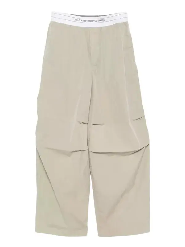 Alexander Wang Pleated Knee Trousers With Logo Elastic Waistband - Green