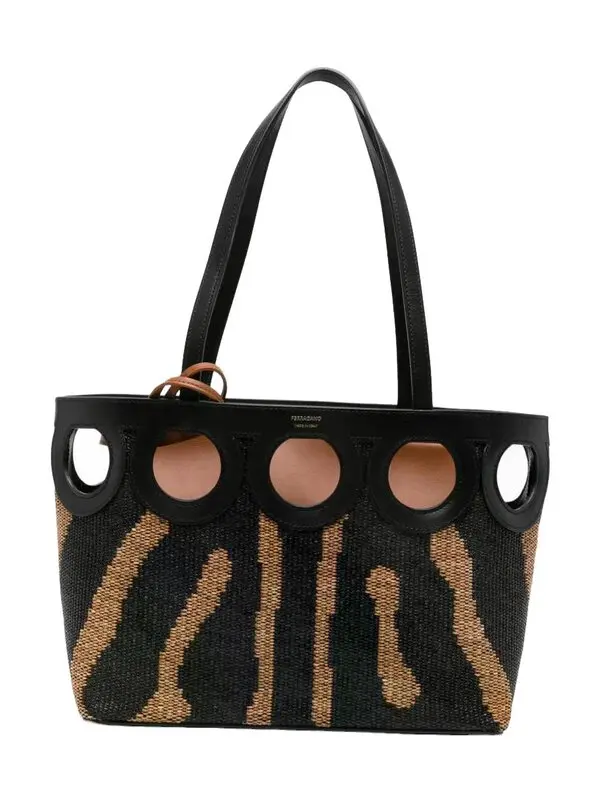FERRAGAMO Medium Gancini Zebra-pattern Tote Bag - Black