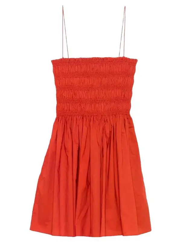 Matteau Shirred Bodice Spaghetti Strap Mini Dress - Red