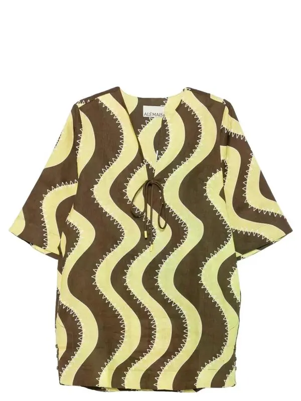 ALEMAIS Frankie Wave-print Mini Dress - Brown