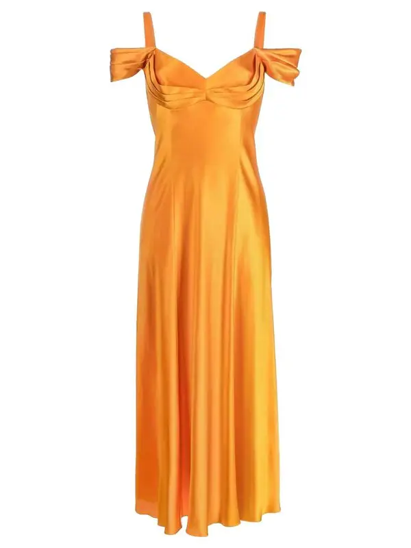 Alberta Ferretti Draped Silk Dress - Orange