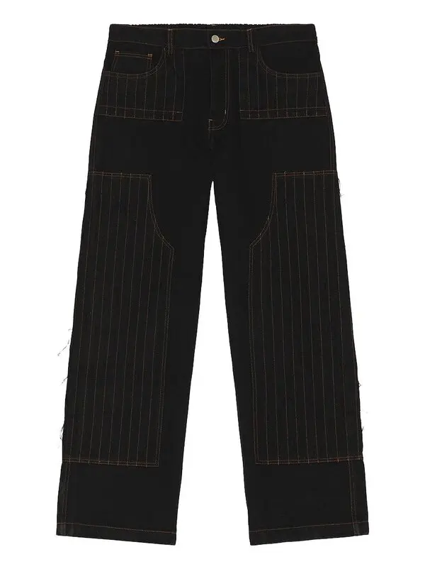 PAS UNE MARQUE Distressed Patch Carpenter Pants - Black