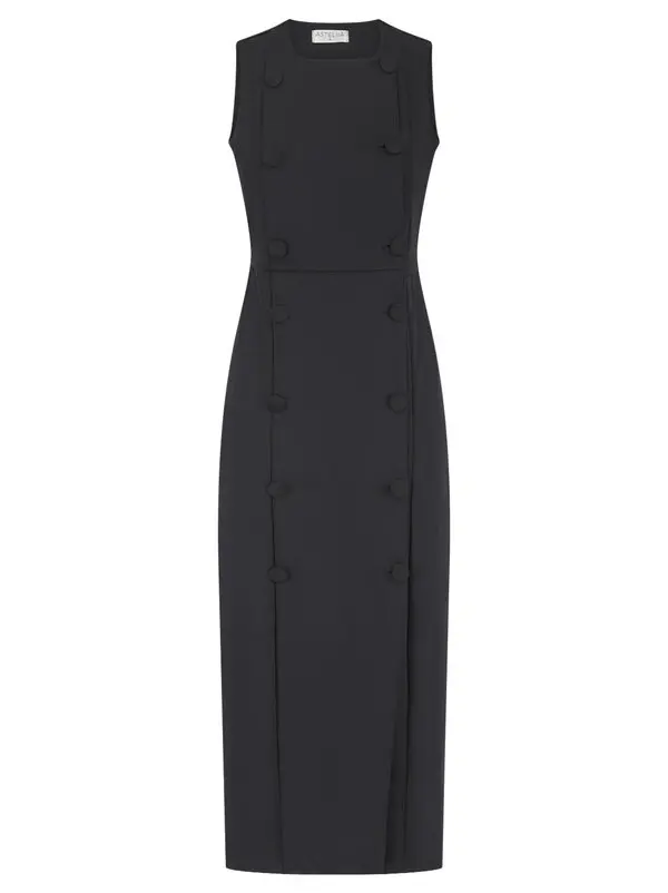 CELESTINE & MAE Tailored Button Down Midi Dress - Black