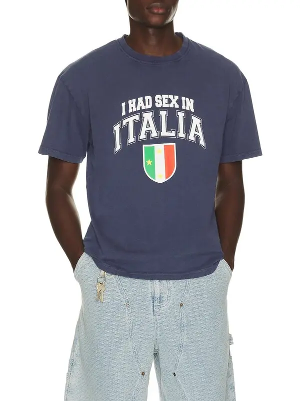 CARNE BOLLENTE Ciao Bella Tee In Blue - Navy