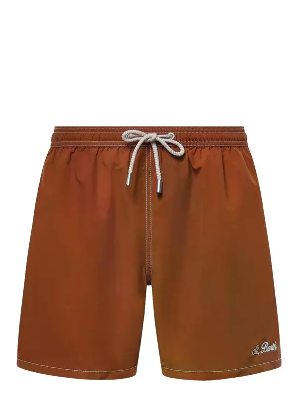 MC2 SAINT BARTH Embroidered Logo Swim Shorts - Brown