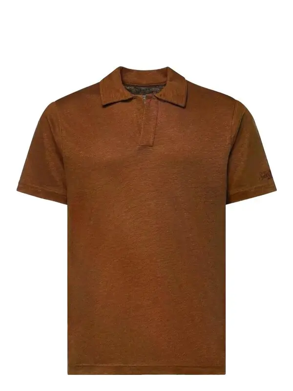 MC2 SAINT BARTH Logo-embroidered Linen Polo Shirt - Brown