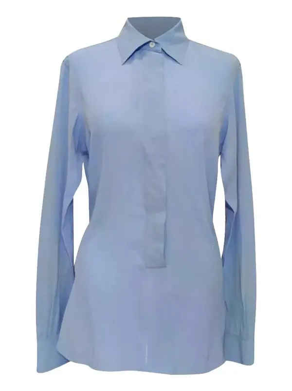 Victoria Beckham Logo-embroidered Silk Blouse - Blue