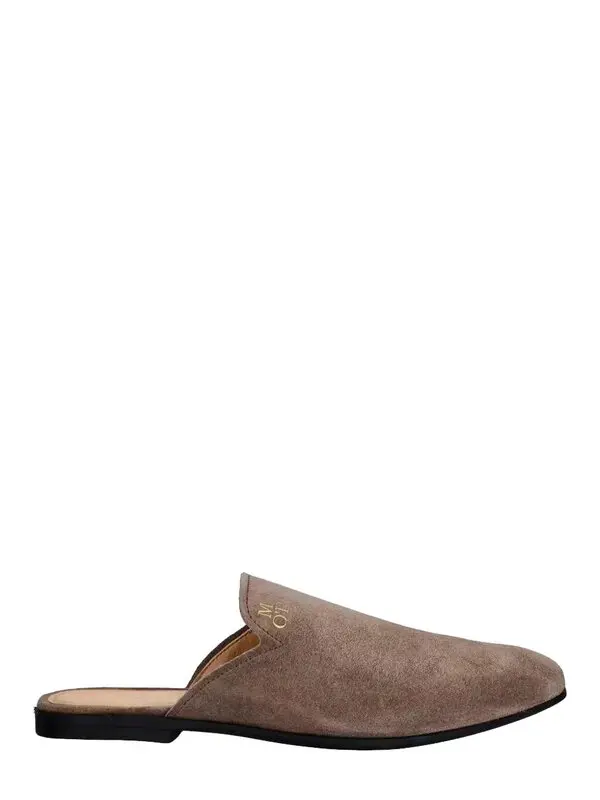 Marc O'polo Suede Slides With Logo Print - Brown