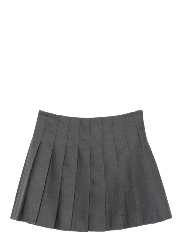 SELF-PORTRAIT Lace Trim Pleated Mini Skirt - Grey