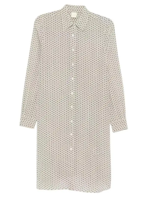 Aspesi Floral Print Mini Shirt Dress - Neutrals