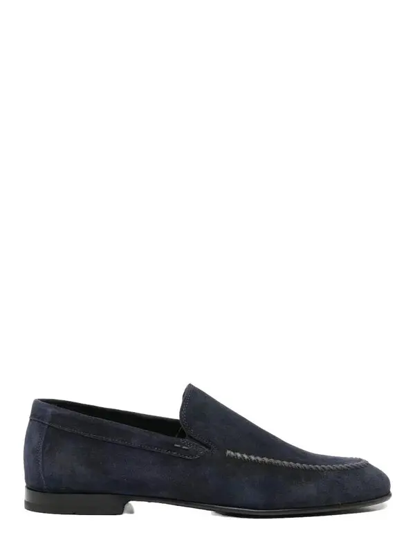 JOHN HARRISON Suede Whipstitch Trim Loafers - Blue