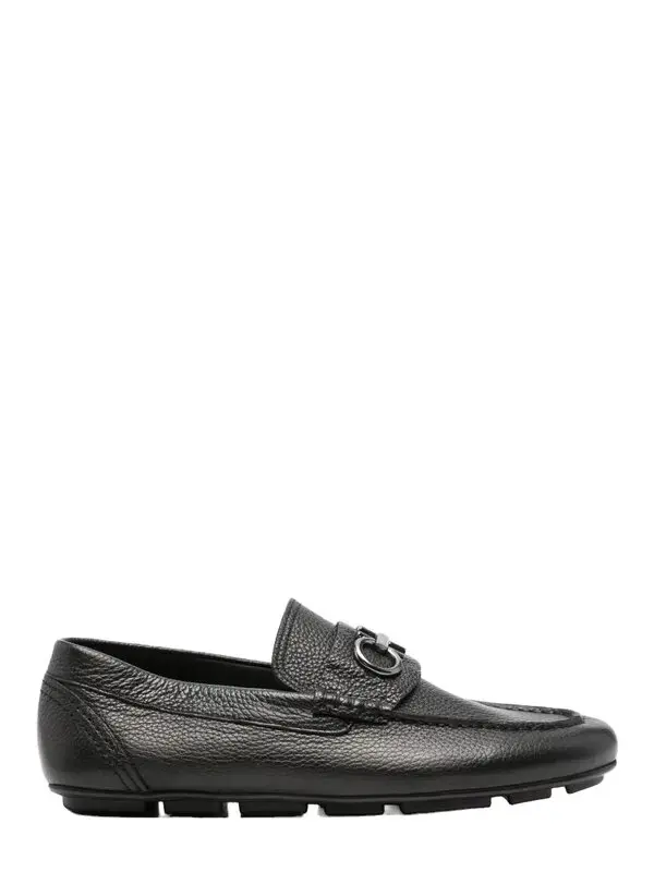 JOHN HARRISON Pebbled-leather Loafers With Logo Plaque - Black