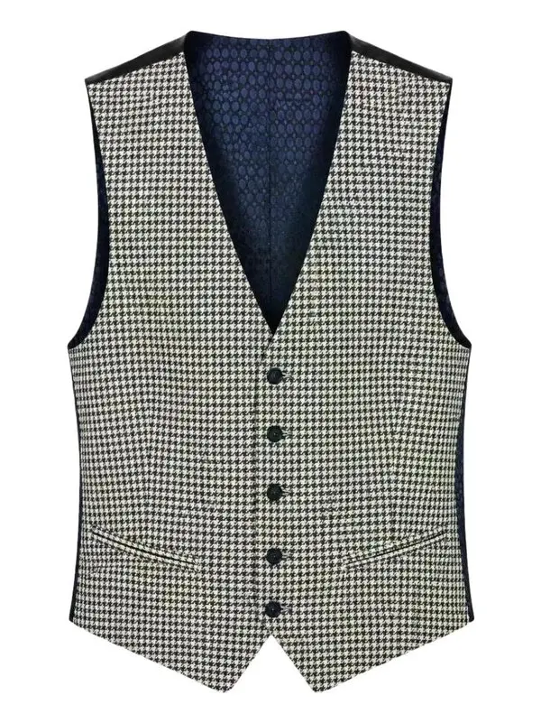 RAMON SANJURJO Houndstooth Waistcoat - Neutrals