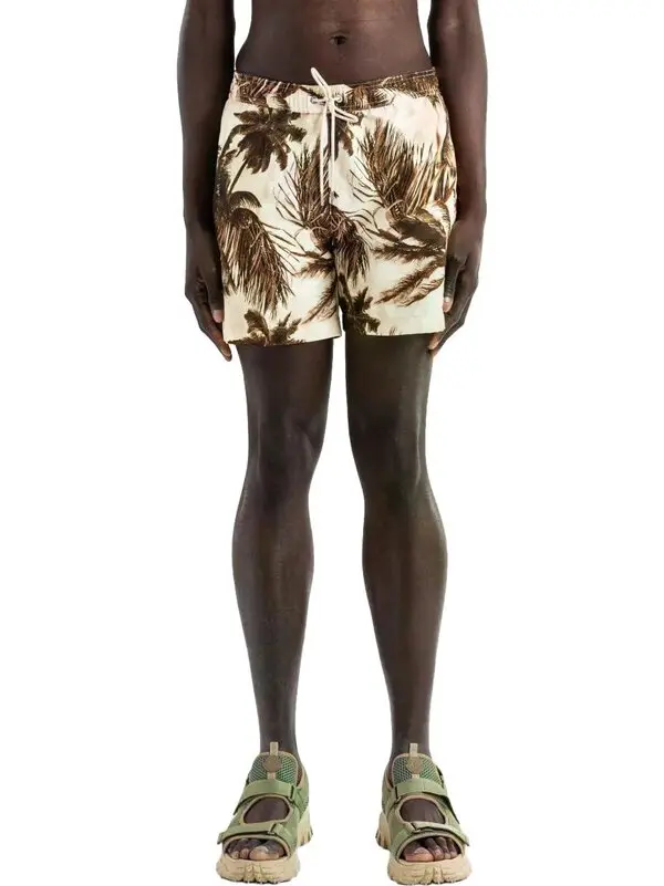 Moncler Palm-print Swim Shorts - Neutrals