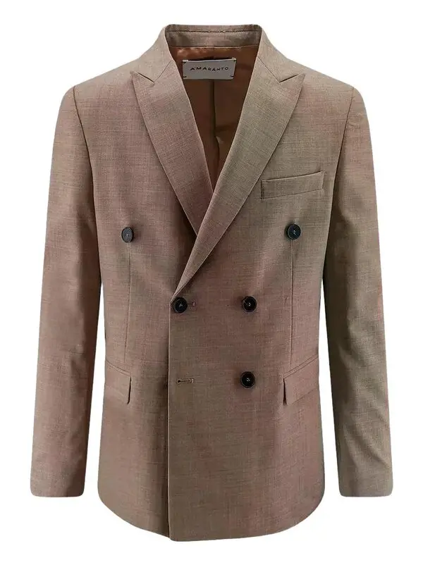 AMARANTO Double-breasted Peak-lapel Blazer - Brown