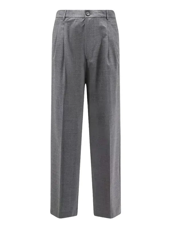 AMARANTO Double-pleat Tailored Trousers - Grey