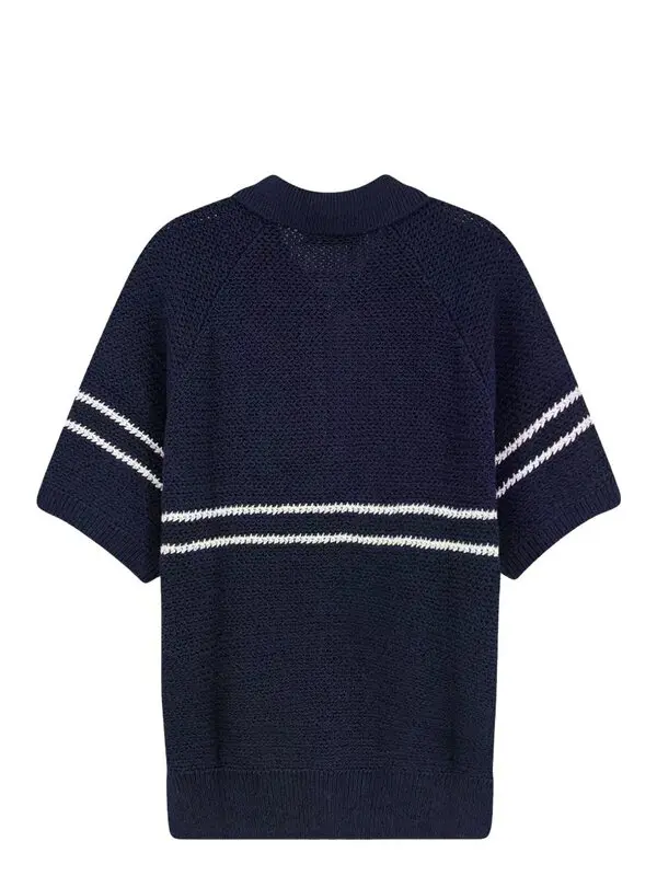 DUNST Striped Half-zip Knit Jumper - Blue