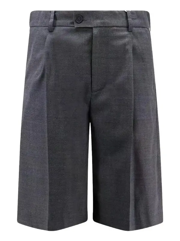 DUNST Pleated Bermuda Shorts - Grey