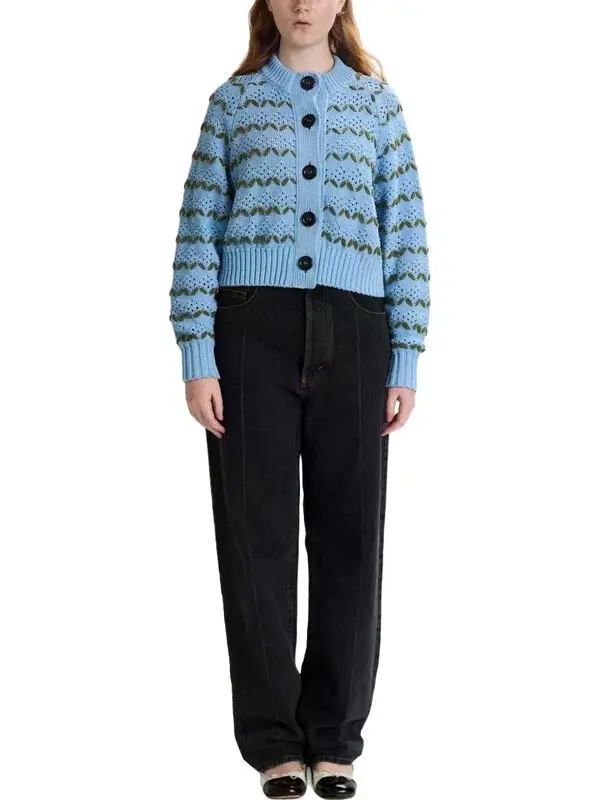 B.B. WALACE Sherman Pointelle-knit Cardigan - Blue