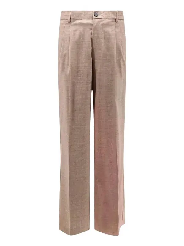 AMARANTO Double-pleat Welt-pocket Trousers - Brown