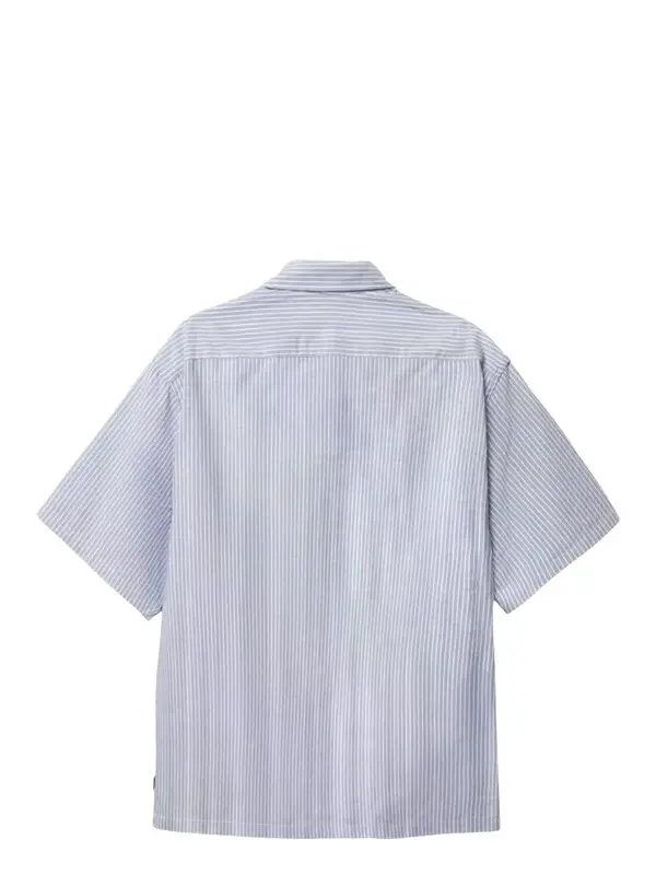 WOODBIRD Wang Ox Floral-embroidered Striped Shirt - Blue