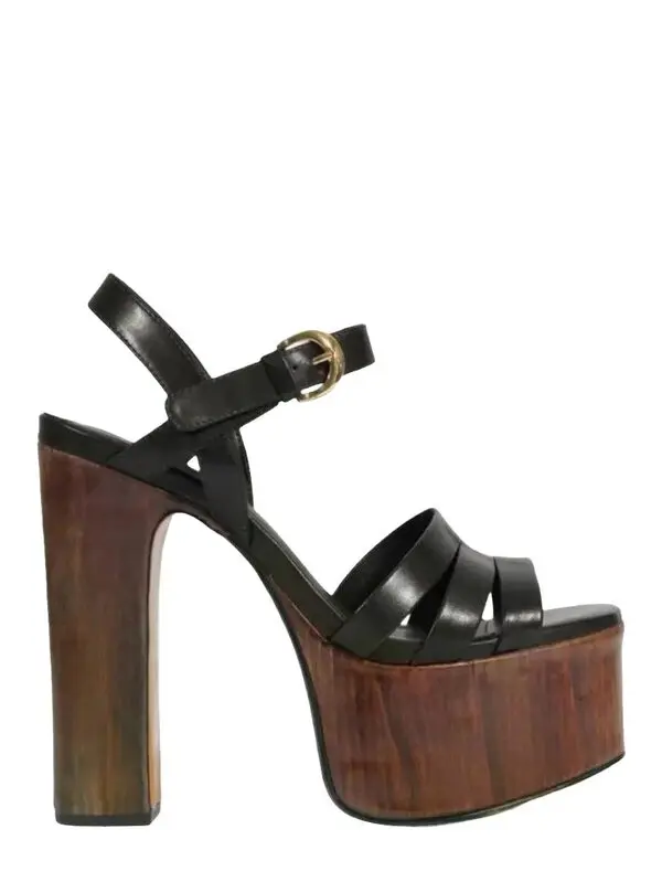 Schutz Wood-effect Platform Sandals - Black