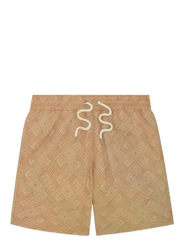 Frescobol Carioca Santos Angra Madeira-print Swim Shorts - Neutrals