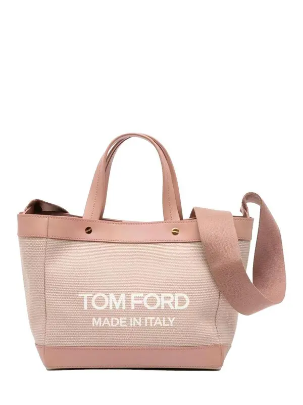 TOM FORD Canvas T Screw Tote Satchel - Brown