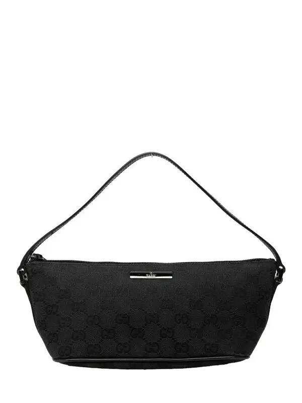 Gucci Gg Canvas Boat Shoulder Bag - Black