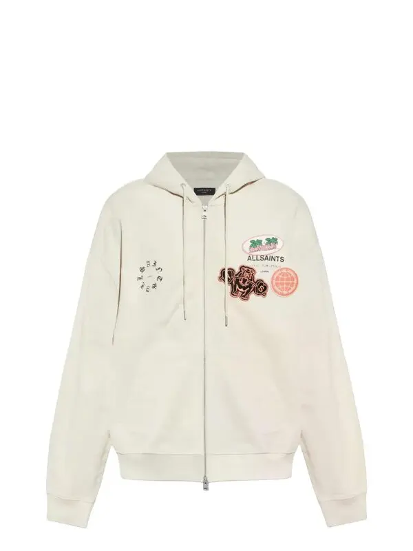 ALLSAINTS Patch Embellished Zip-up Hoodie - Neutrals