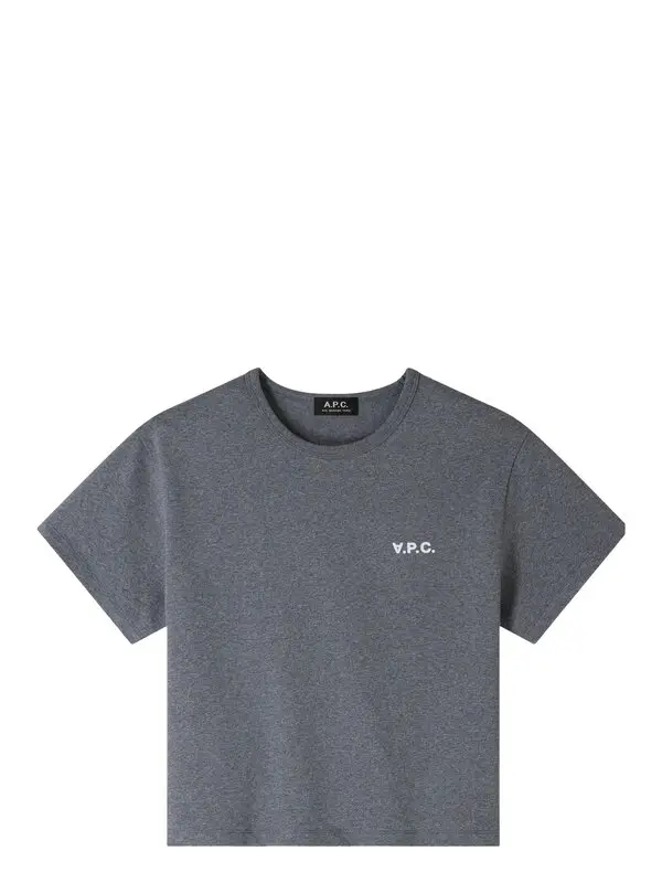A.p.c. Boxy Petit Vpc Crewneck T-shirt - Mixed Charcoal Gray/beige