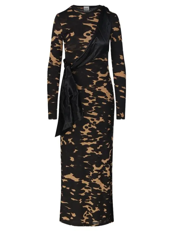 Nanushka Yura Abstract Print Satin Maxi Dress - Black
