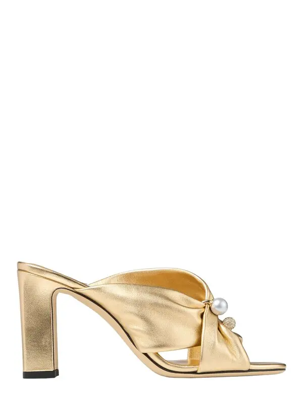 JIMMY CHOO Rafi 85 Metallic Leather Heeled Sandals - Gold