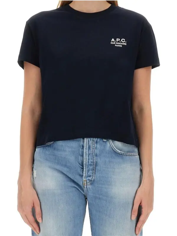 A.p.c. Logo Embroidered Crewneck T-shirt - Black