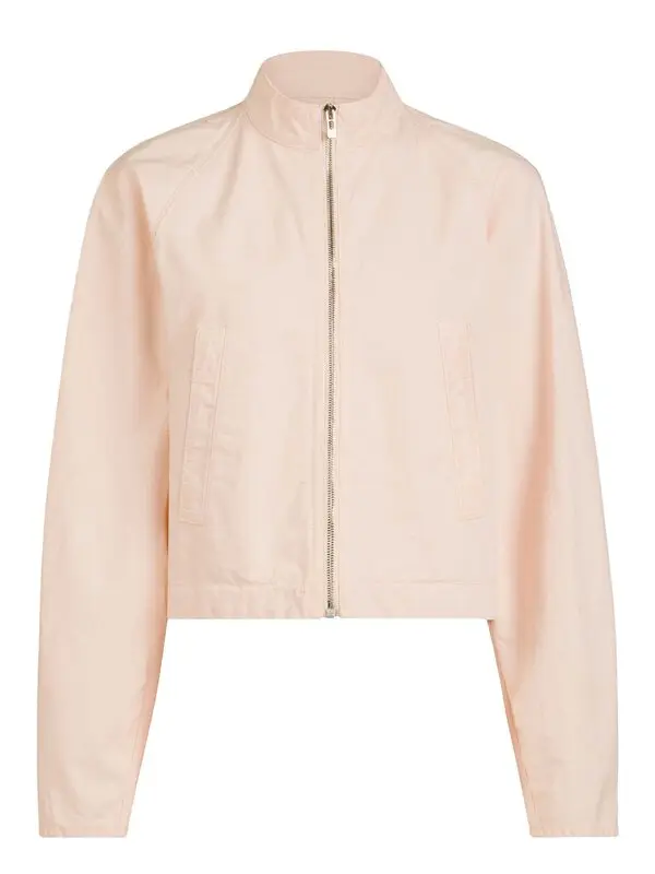 Alaïa High-neck Denim Jacket With Peplum Detail - Pink