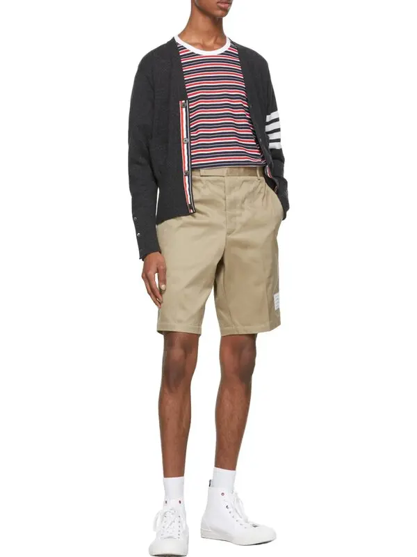 Thom Browne V-neck Four-bar Stripe Cardigan - Dark Gray