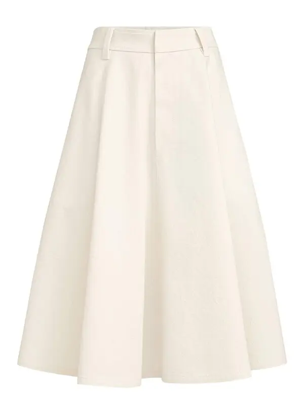 Brunello Cucinelli Cotton And Wool Blend Midi Skirt - White