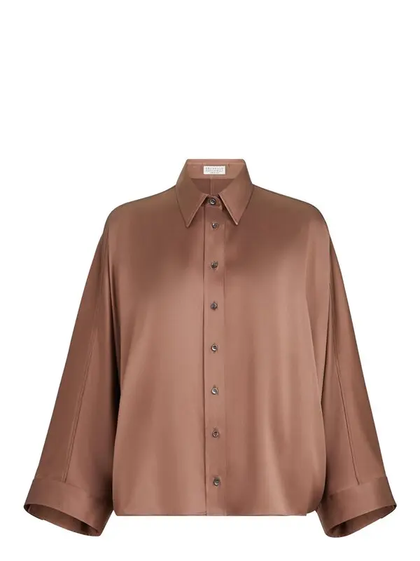 Brunello Cucinelli Silk-blend Shirt - Brown