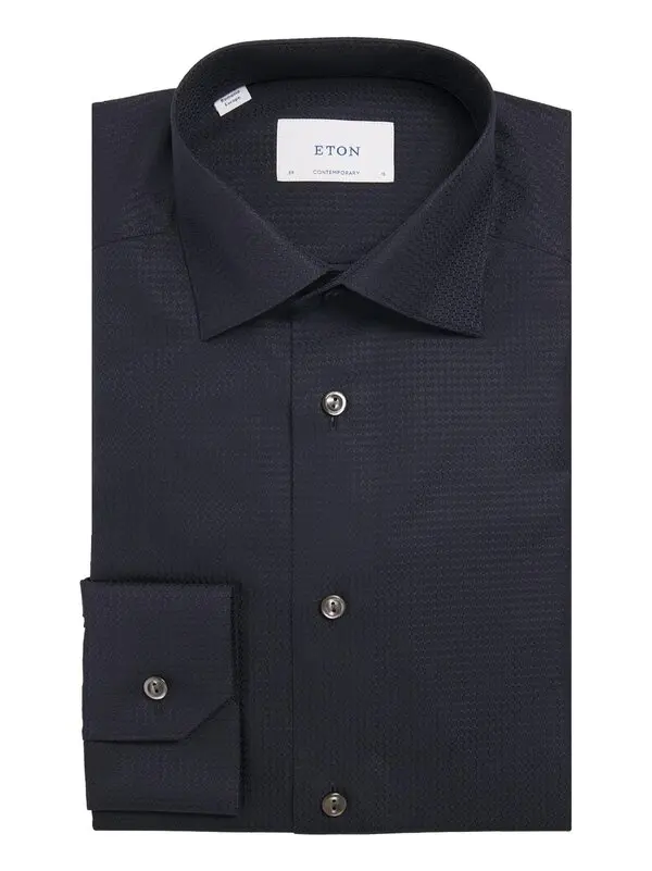 Eton Cotton Dobby Contemporary Fit Shirt - Black