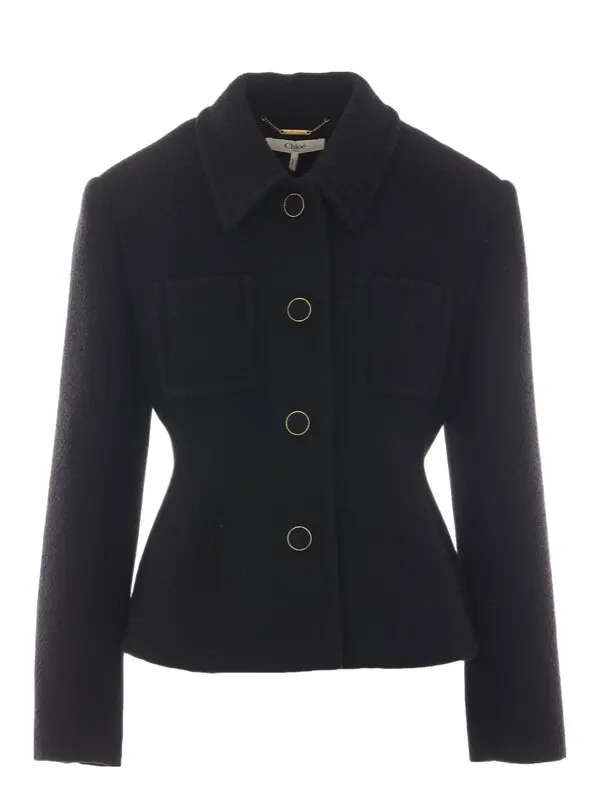 Chloé Boxy Textured Jacket - Black