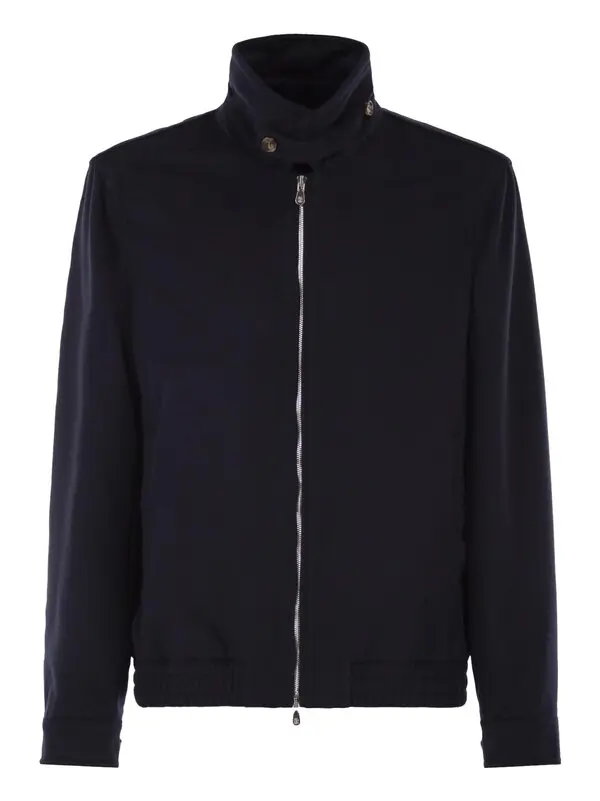 Brunello Cucinelli Long-sleeved Stand Collar Jacket With Zipper And Buttons - Black