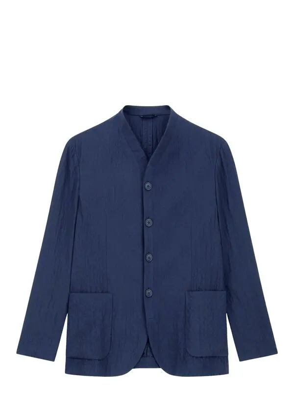 Giorgio Armani Long-sleeved V-neck Jacket - Deep Navy Blue